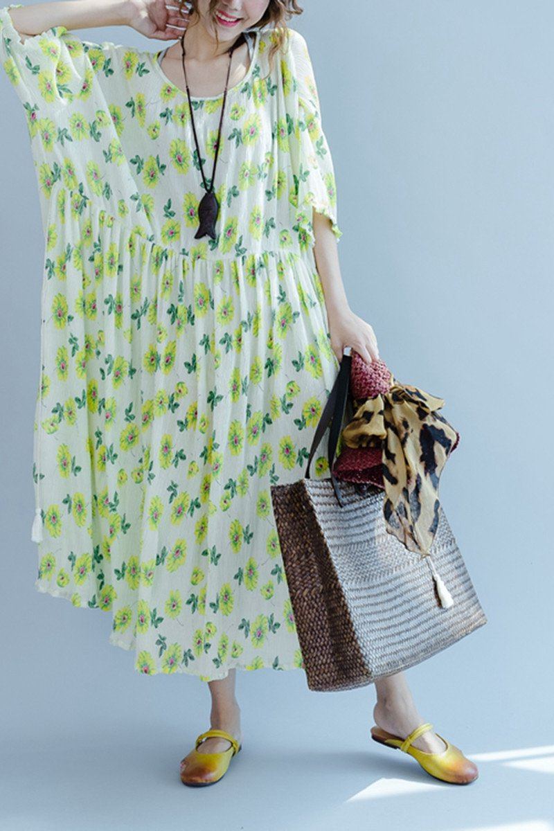 Green A little Flower Casual Holiday Summer Dresses Women Clothing Q31 ...