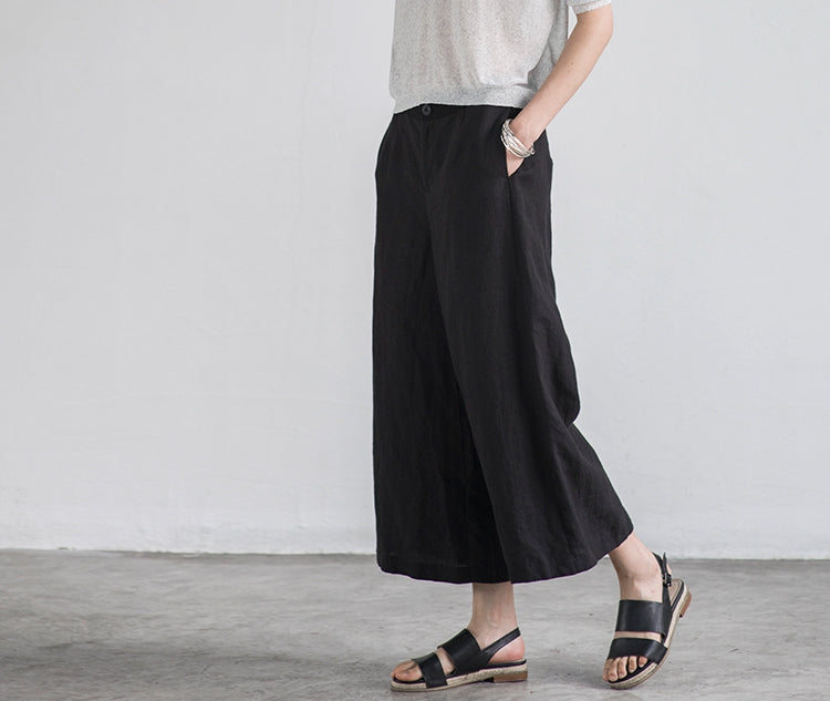 Pure Color Linen Trousers White Women Slacks Pants– FantasyLinen