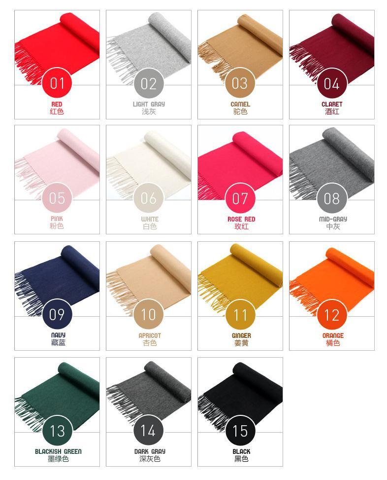 Pure Colors Fahion Wool Winter Warm Long Scarf Width Shawl Women Acces ...