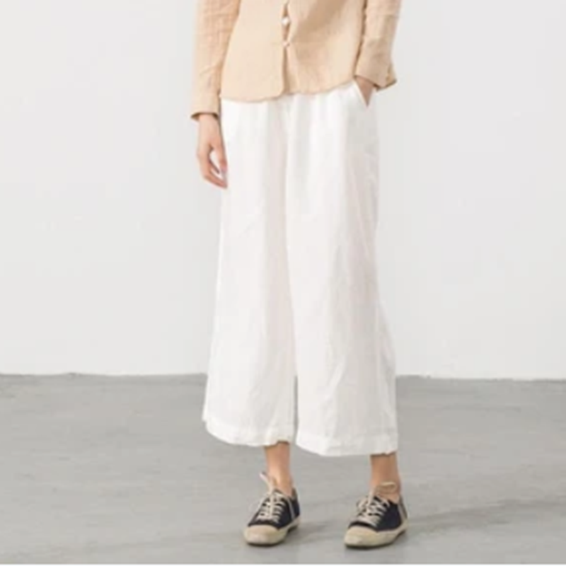 Pure Color Linen Trousers White Women Slacks Pants– FantasyLinen