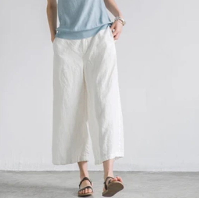 Pure Color Linen Trousers White Women Slacks Pants– FantasyLinen